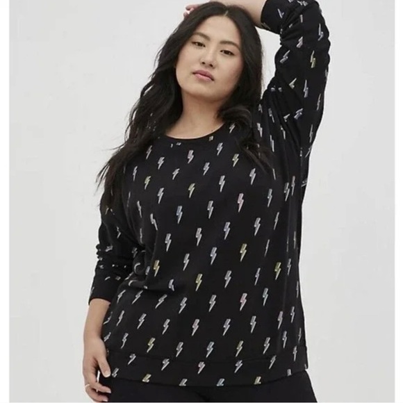 torrid | Tops | Torrid Relaxed Super Soft Fleece Crew Neck Lightning ...